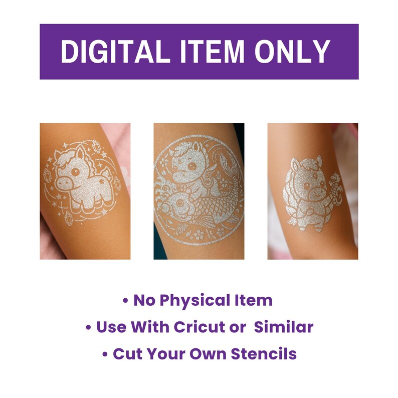 Chinese New Year Horse SVG, Cute Lunar New Year Glitter Tattoo Stencil ...