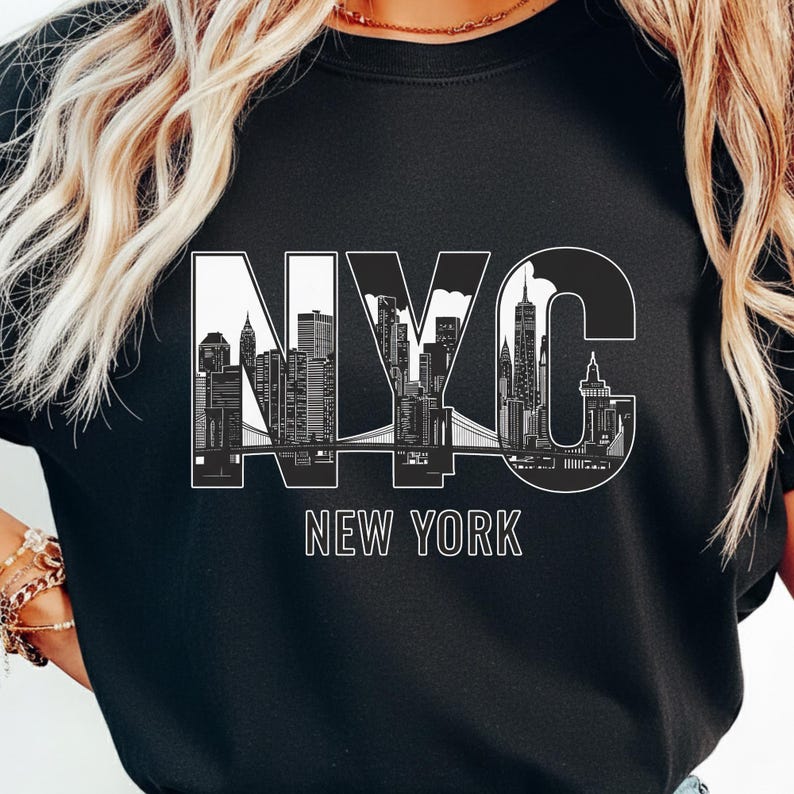 NYC Word Art New York City Skyline PNG, NYC Silhouette Clipart ...