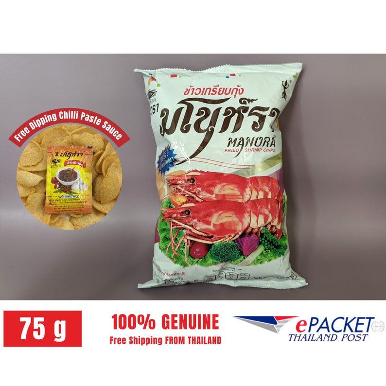 Manora Fried Shrimp Chips Thai Snack Taste Flavor Dipping Chilli Paste ...