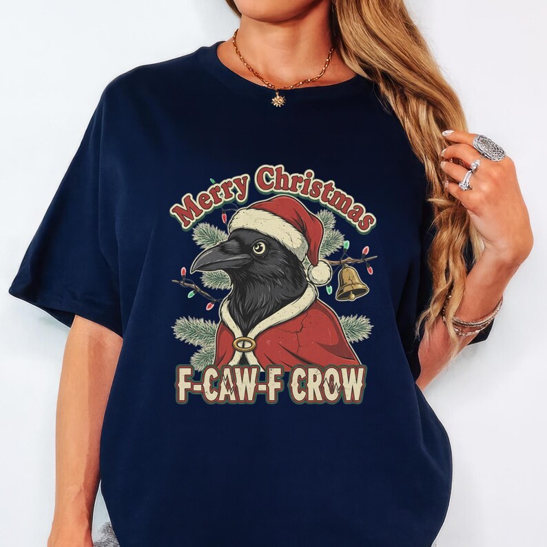 F-caw-f Crow PNG, Vintage Santa Crow, Funny Sarcastic Christmas ...