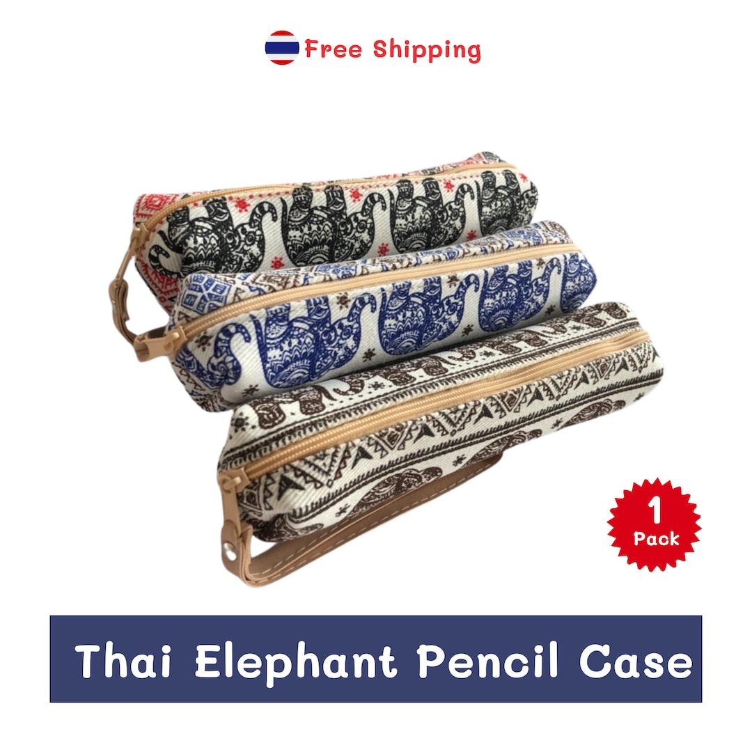 Thai Elephant Pencil Case 1 Pack of 3 Pieces, Pencil Bag, Pencil Box ...