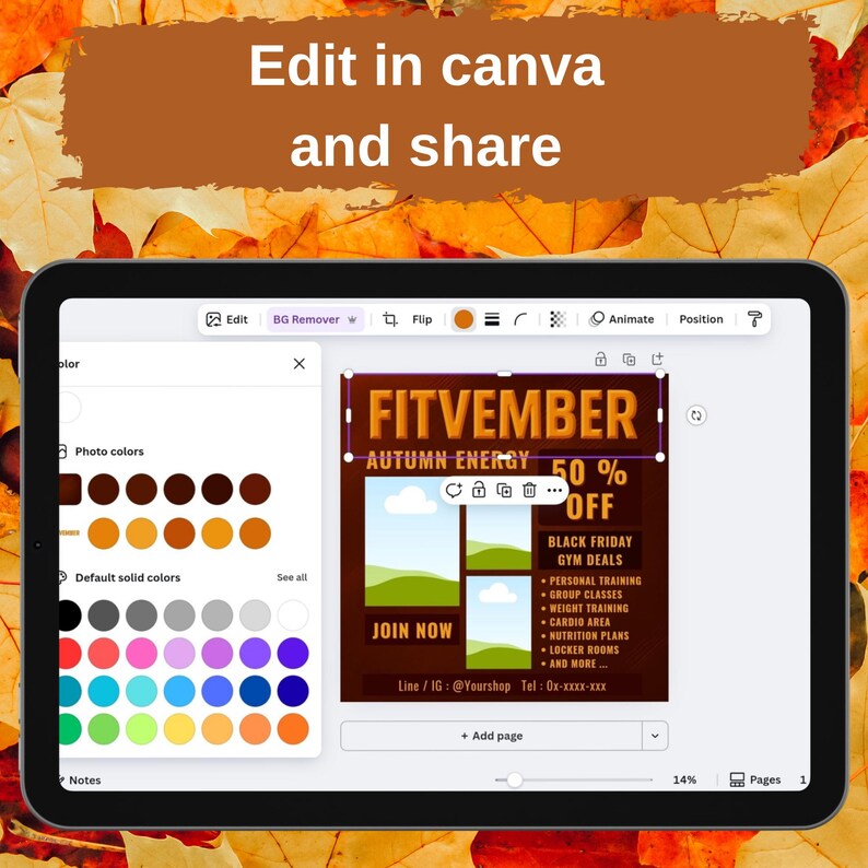 November Gym Flyer, Personal Trainer Template, Autumn Fitness Promo ...