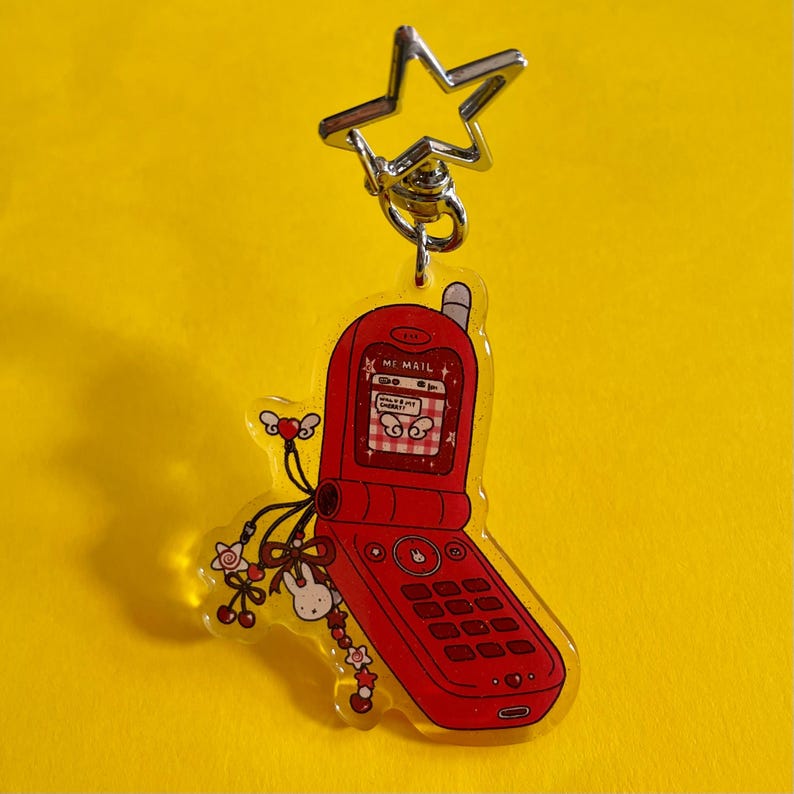 Cherry Flip Phone Keychain - Etsy