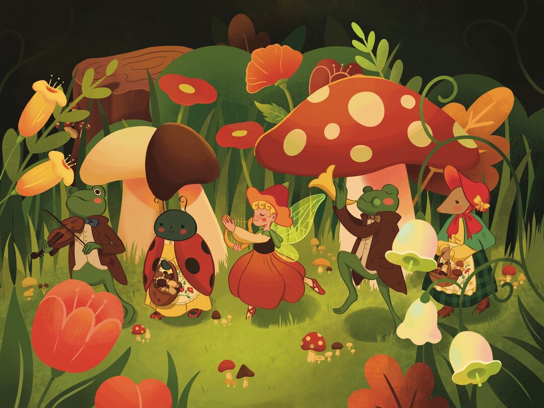 Mushroom Parade Postcard - Etsy