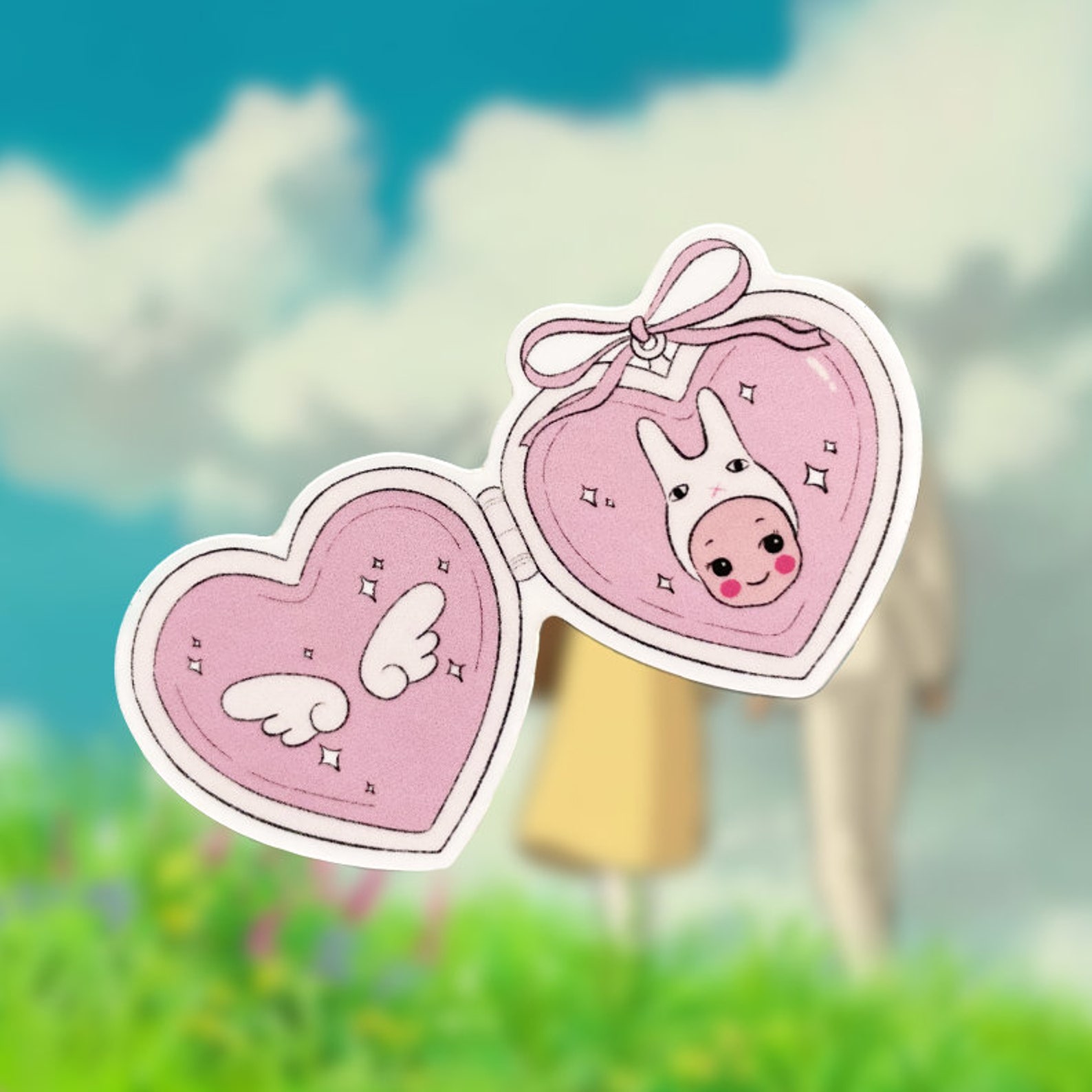 Pink Angel Locket Sticker - Etsy