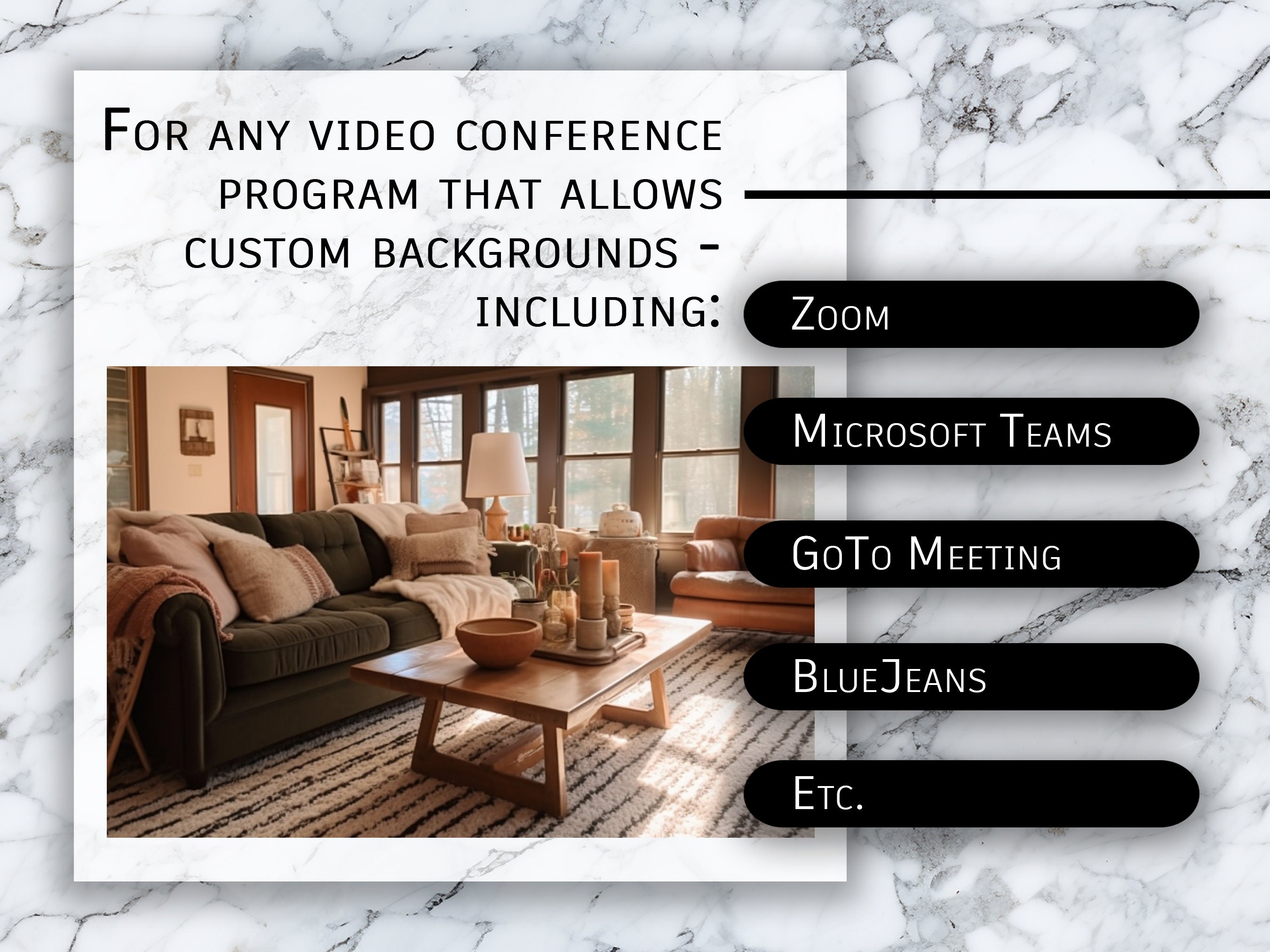 Zoom Background 5 Pack Great for Work From Home Virtual Background Zoom ...