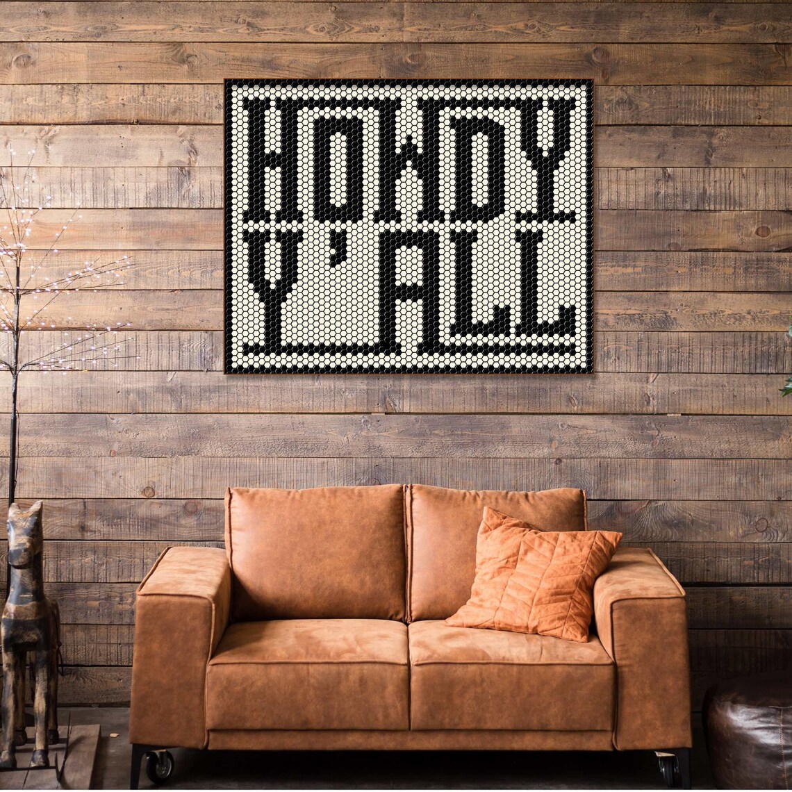 HOWDY Y'ALL Sign, Bistro Tile Print Typographic Poster Bold Boho ...