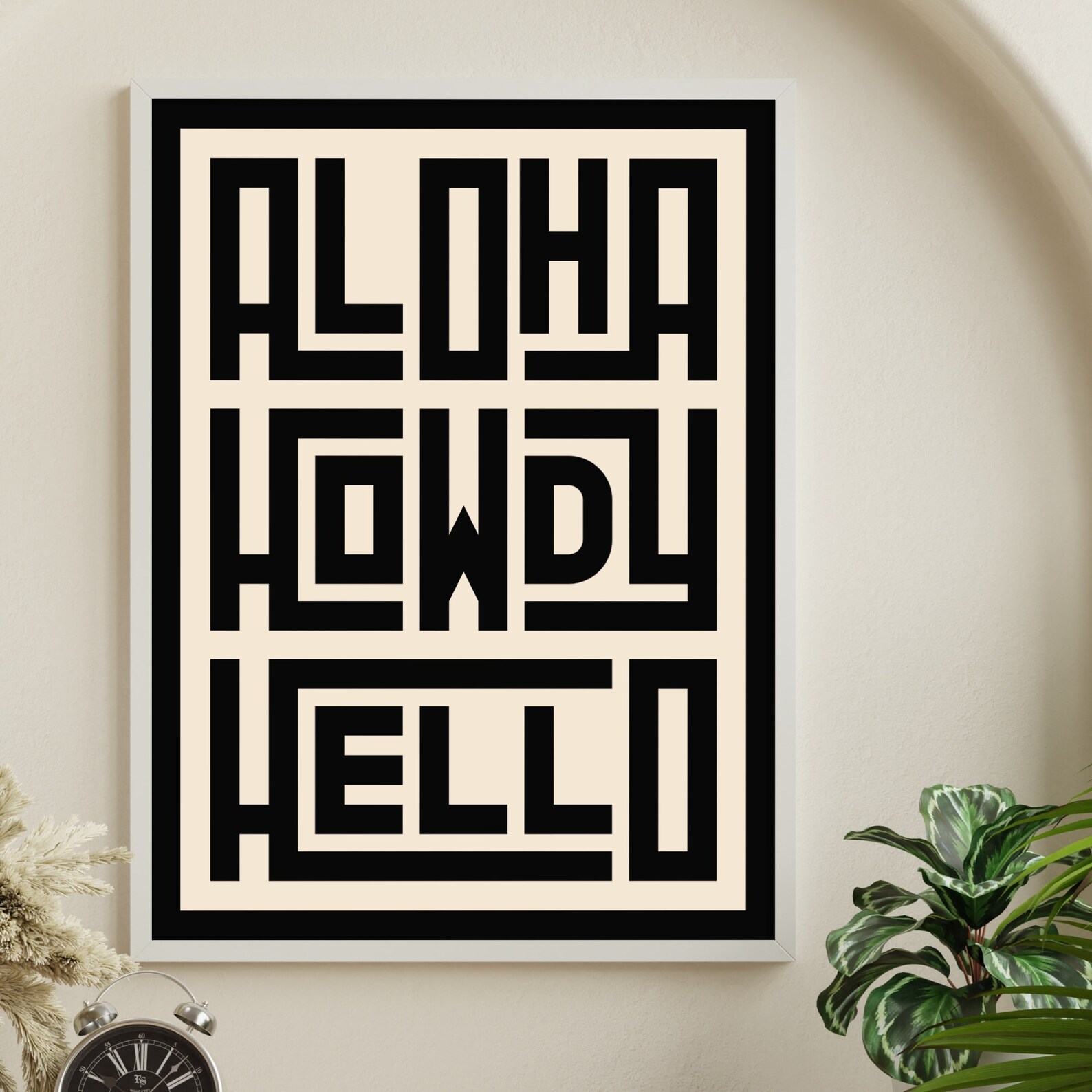 Aloha Howdy Hello Typography Wall Art Coastal Cowgirl Aesthetic Western ...