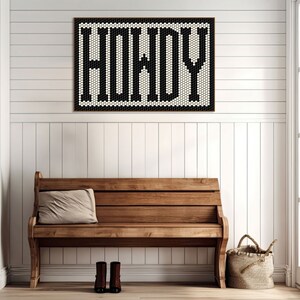 Tile Howdy Typographic Poster, Western Decor Entryway Sign Southwestern ...