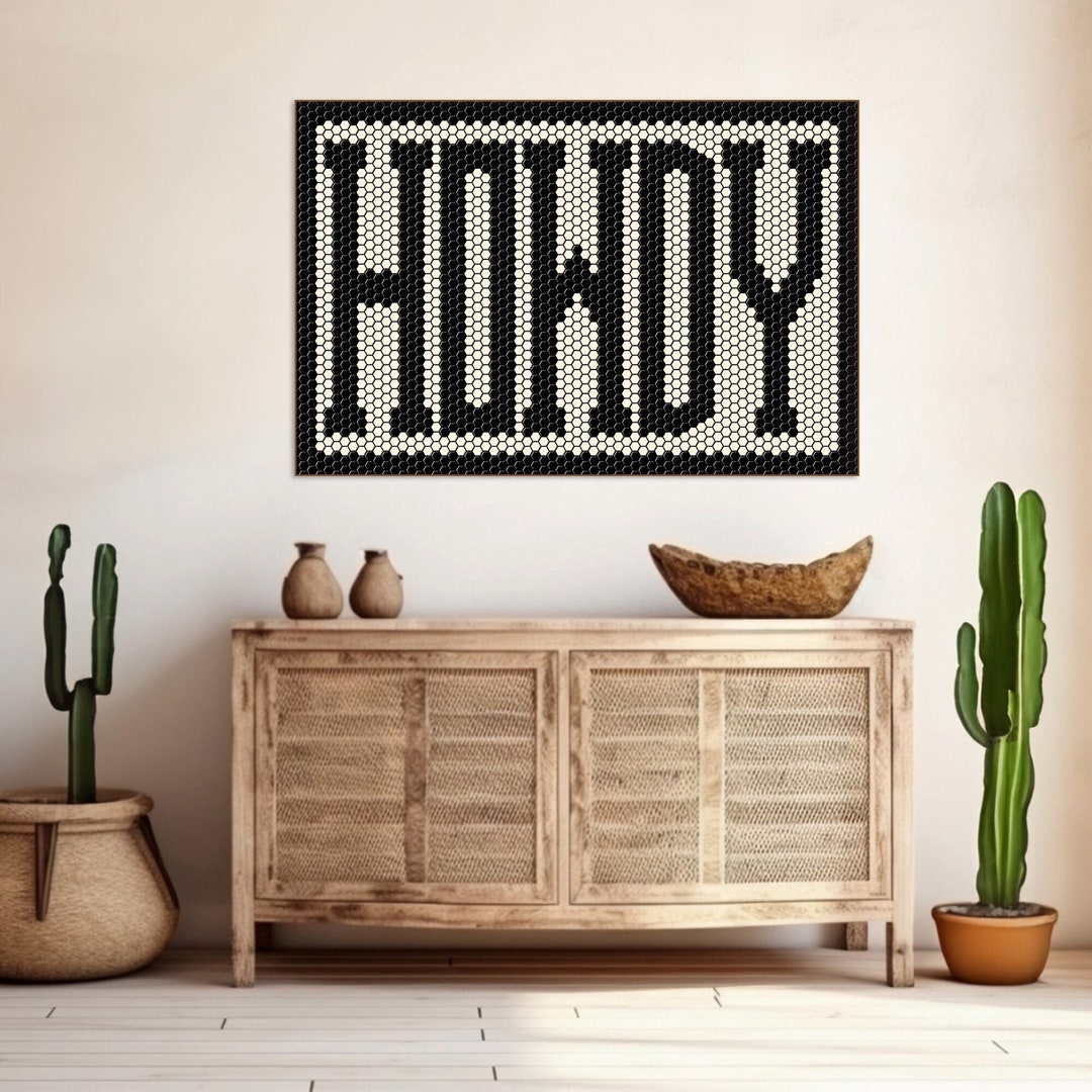 Tile Howdy Typographic Poster, Western Decor Entryway Sign Southwestern ...