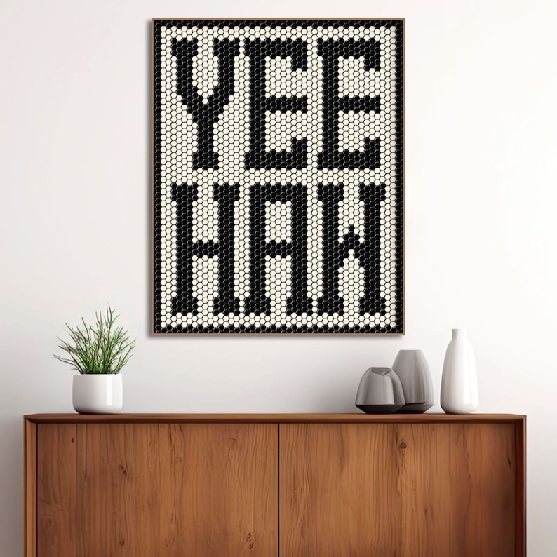 Yeehaw Poster Typography Hexagon Tile Yee Haw Wall Art Print Western ...