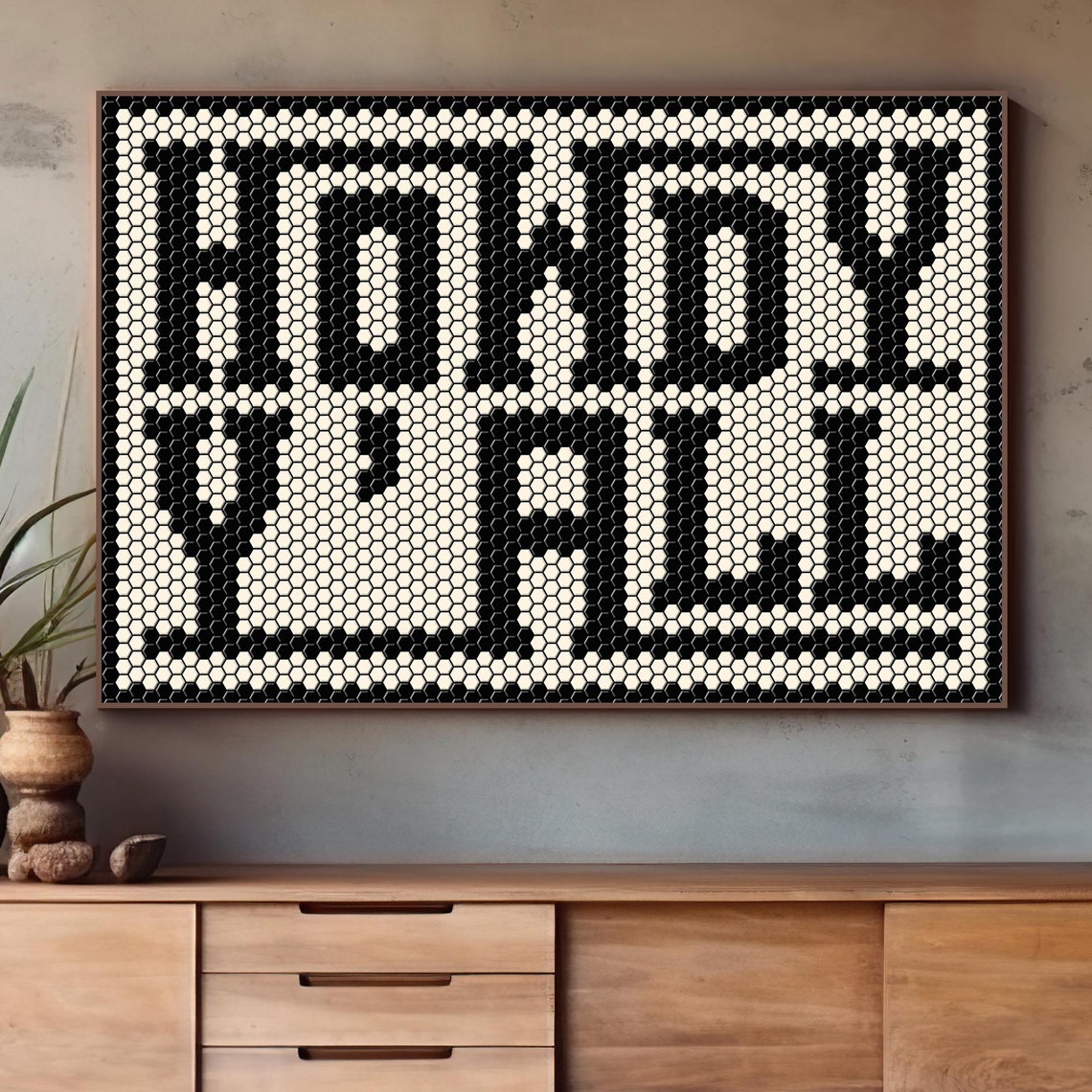 HOWDY Y'ALL Sign, Bistro Tile Print Typographic Poster Bold Boho ...
