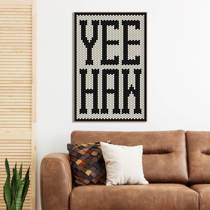 Yeehaw Poster Typography Hexagon Tile Yee Haw Wall Art Print Western ...
