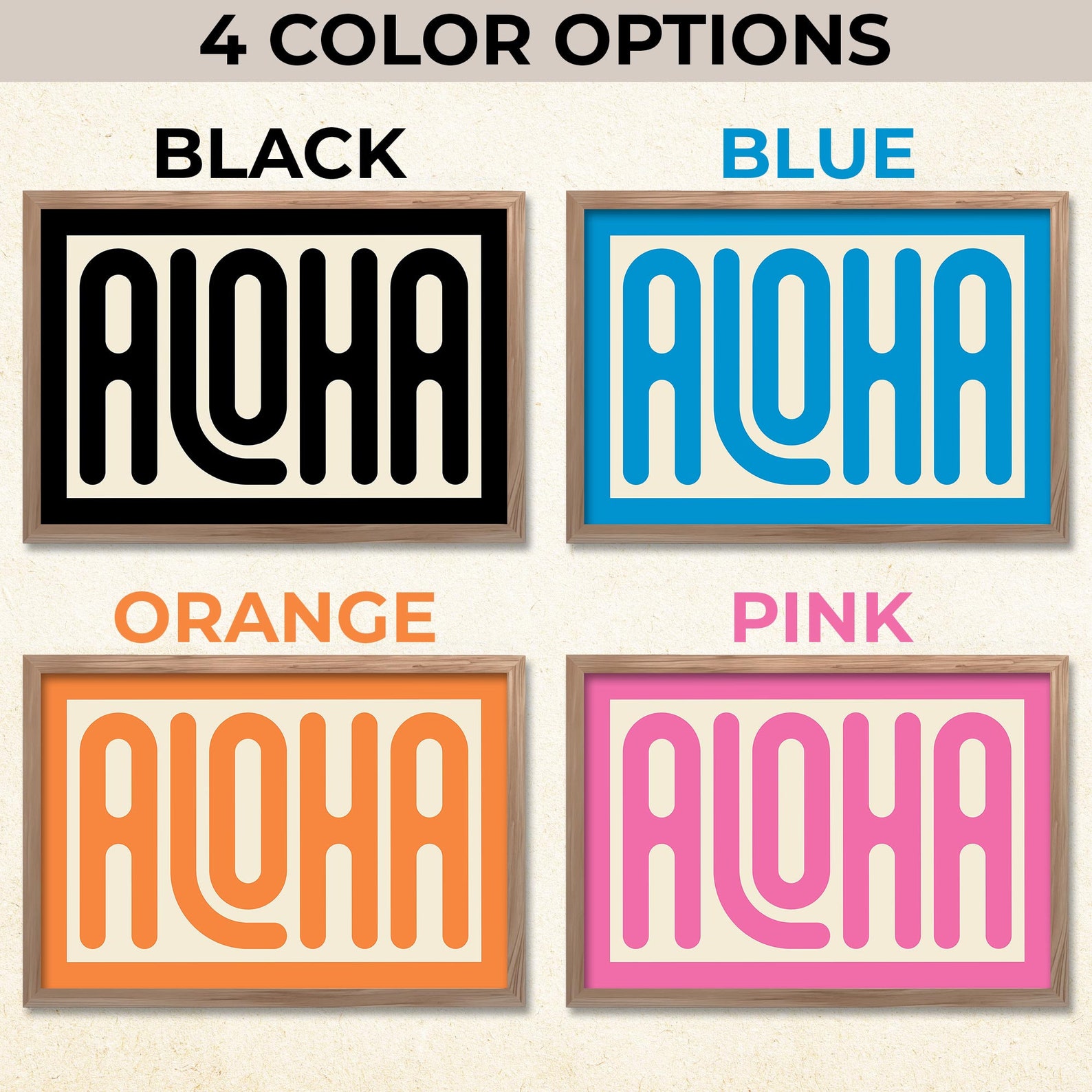 Aloha Typography Wall Art Modern Coastal Tropical Beach House Sign ...