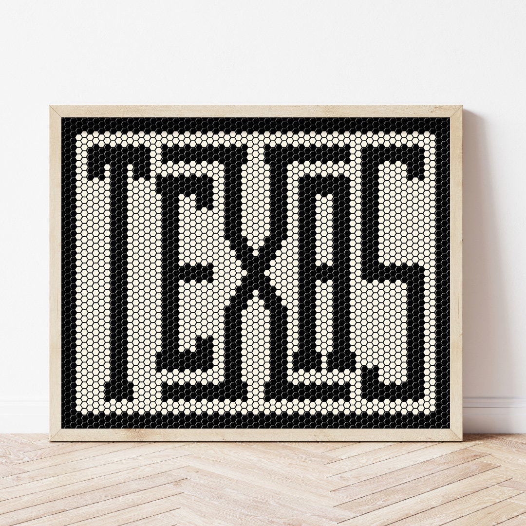 Texas Poster State Artwork Typography Wall Art Hexagon Tile Print ...