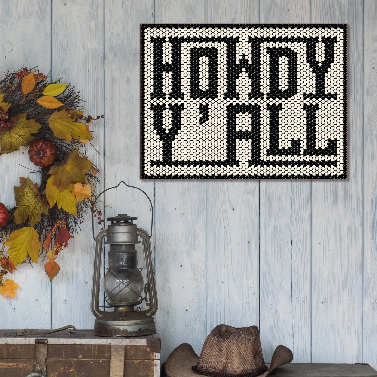 HOWDY Y'ALL Sign, Bistro Tile Print Typographic Poster Bold Boho ...