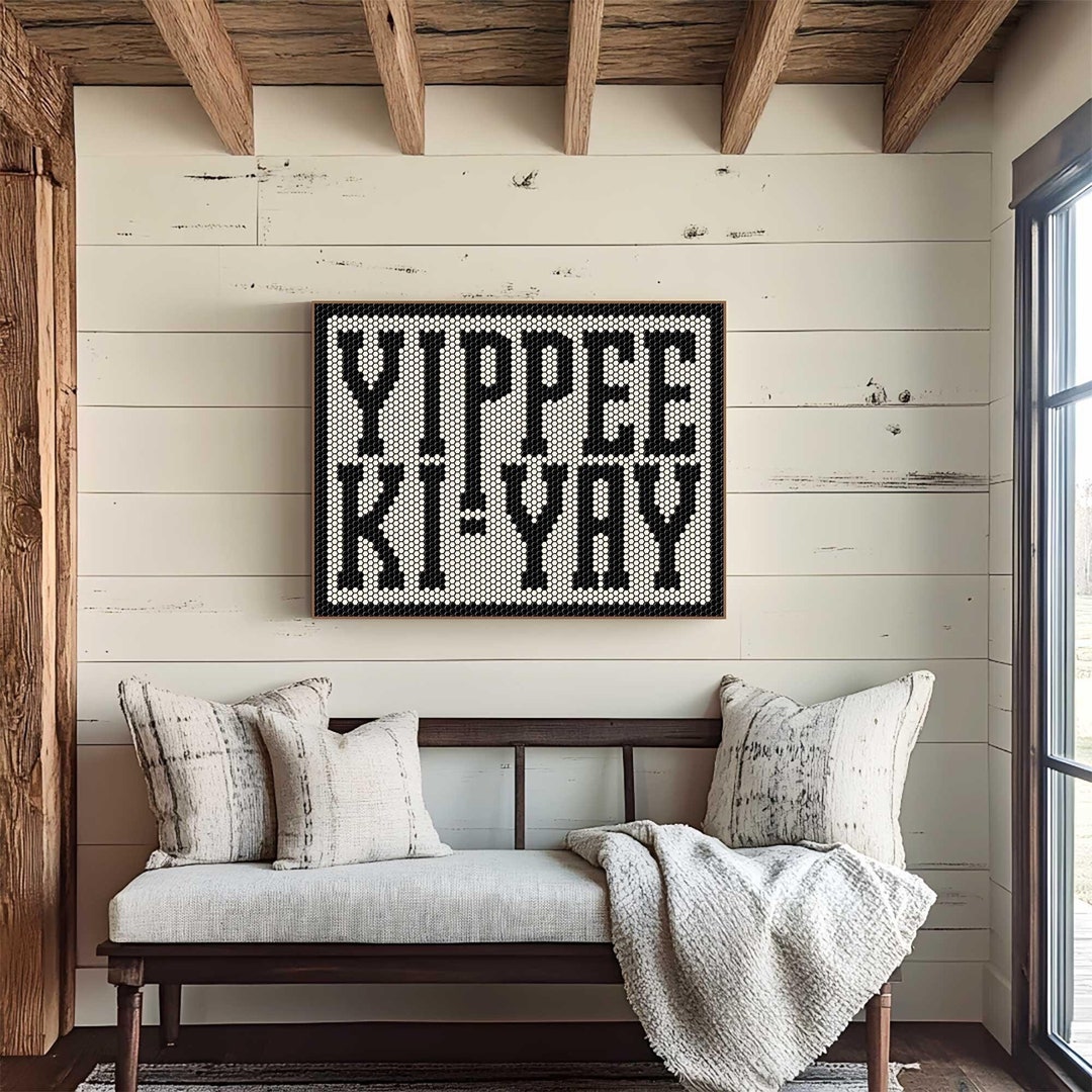 Yippee Ki-yay Poster Typography Wall Art Hexagon Tile Print Western Decor for Living Room Funny ...