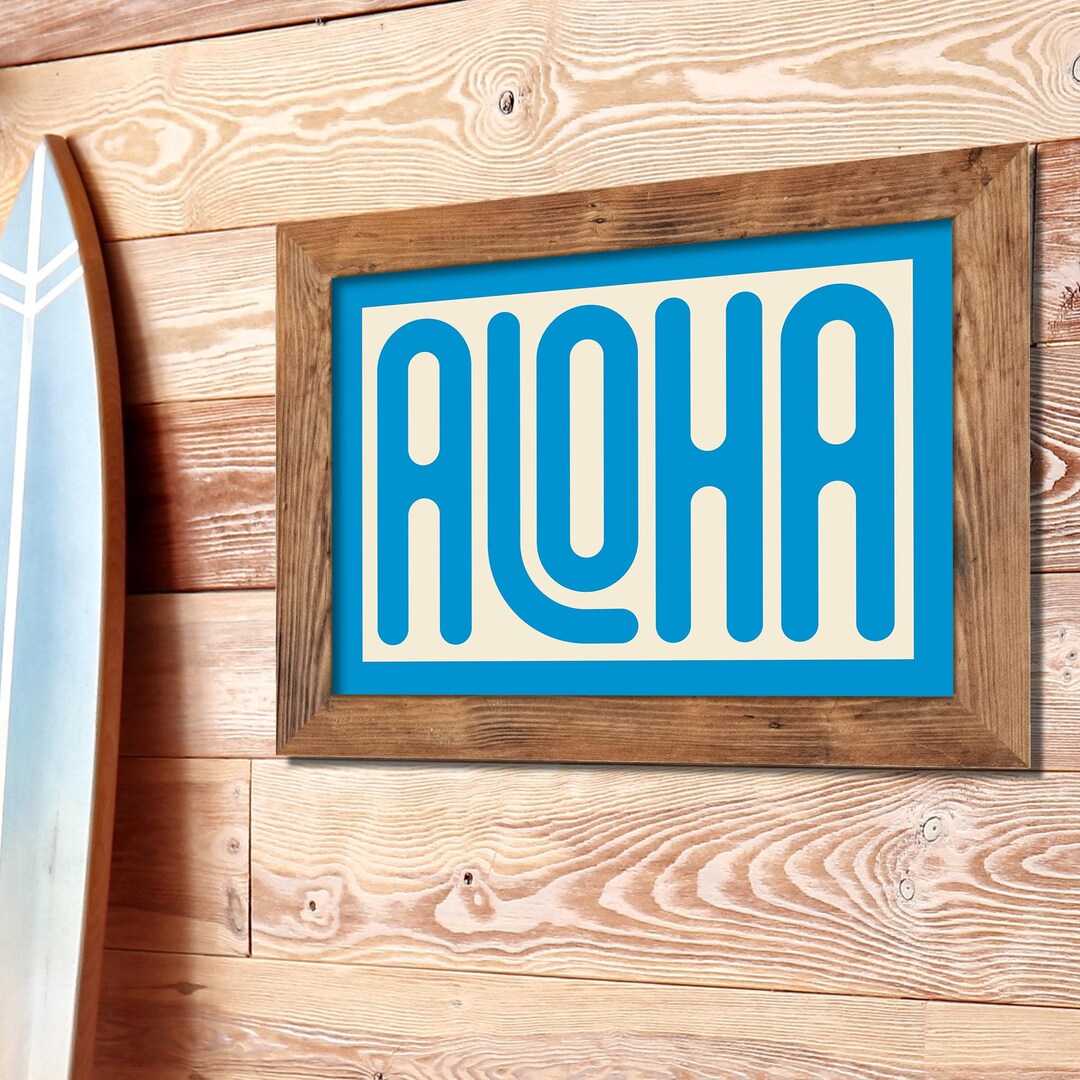 Aloha Typography Wall Art Modern Coastal Tropical Beach House Sign ...