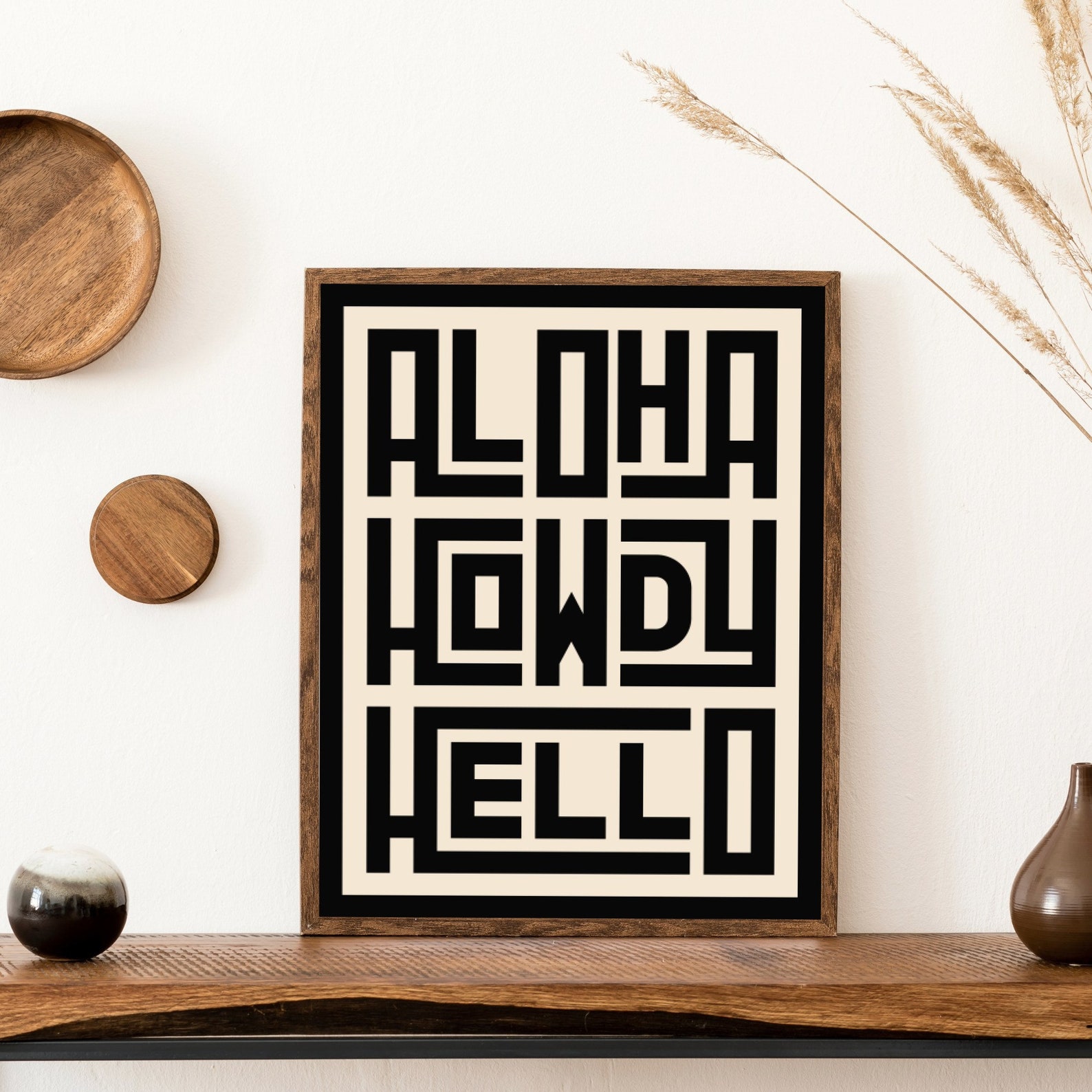 Aloha Howdy Hello Typography Wall Art Coastal Cowgirl Aesthetic Western ...