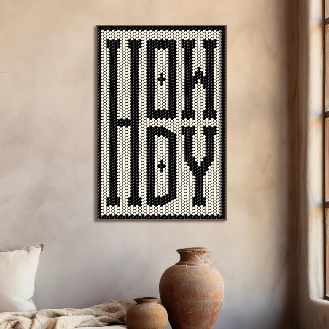 Howdy Wall Art Hexagon Tile Typographic Poster Bold Western Decor ...