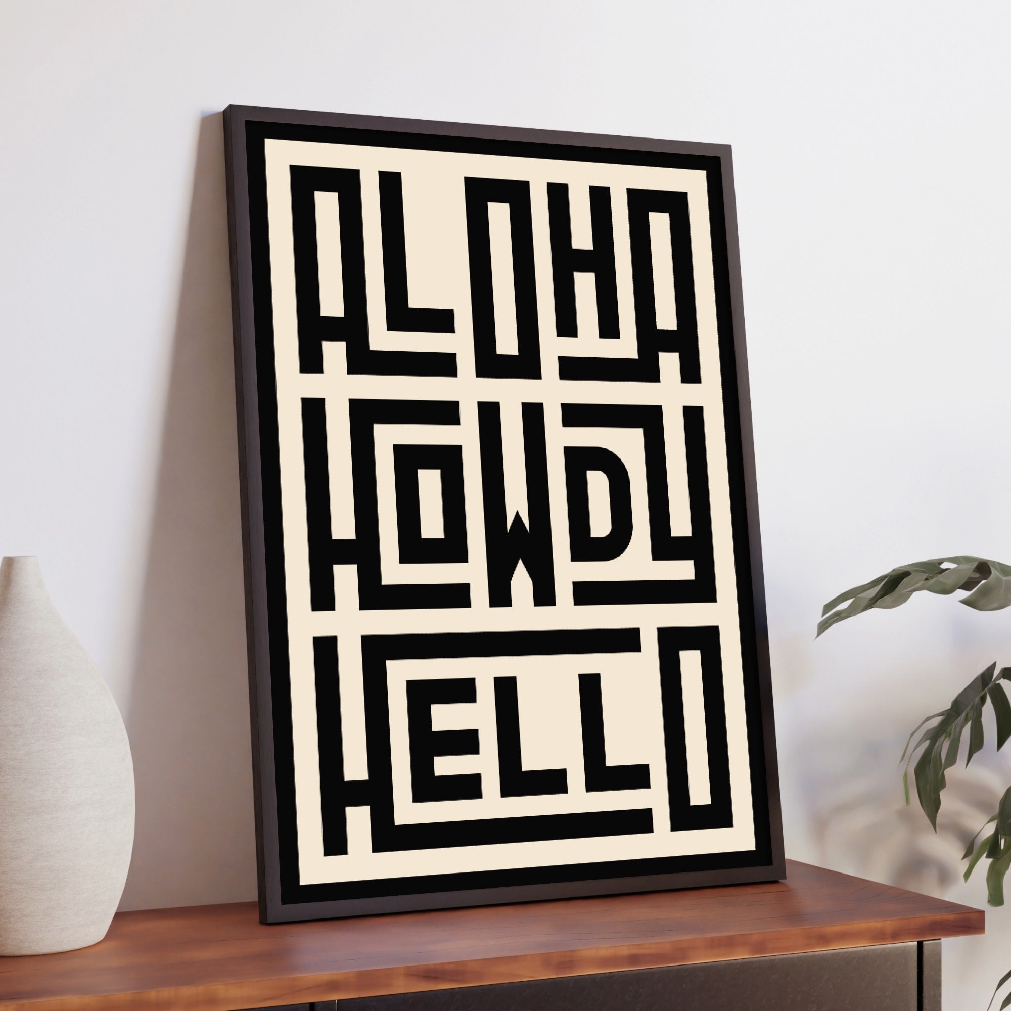 Aloha Howdy Hello Typography Wall Art Coastal Cowgirl - Etsy