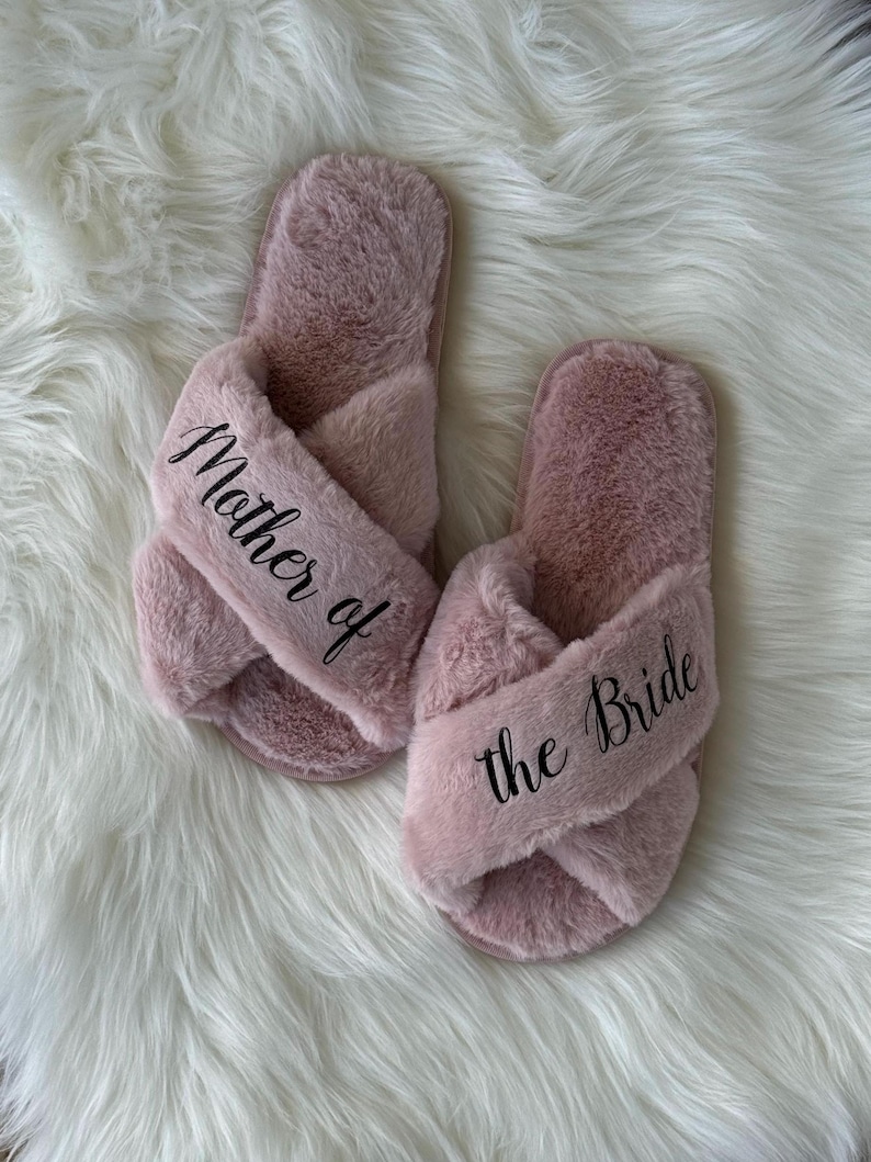 Mother of the Groom Slippers: Fluffy Fur Bridal Gift - Etsy