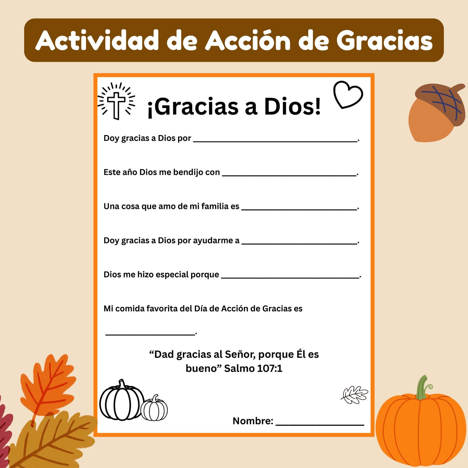 Actividad De Acción De Gracias Para Niños - Etsy