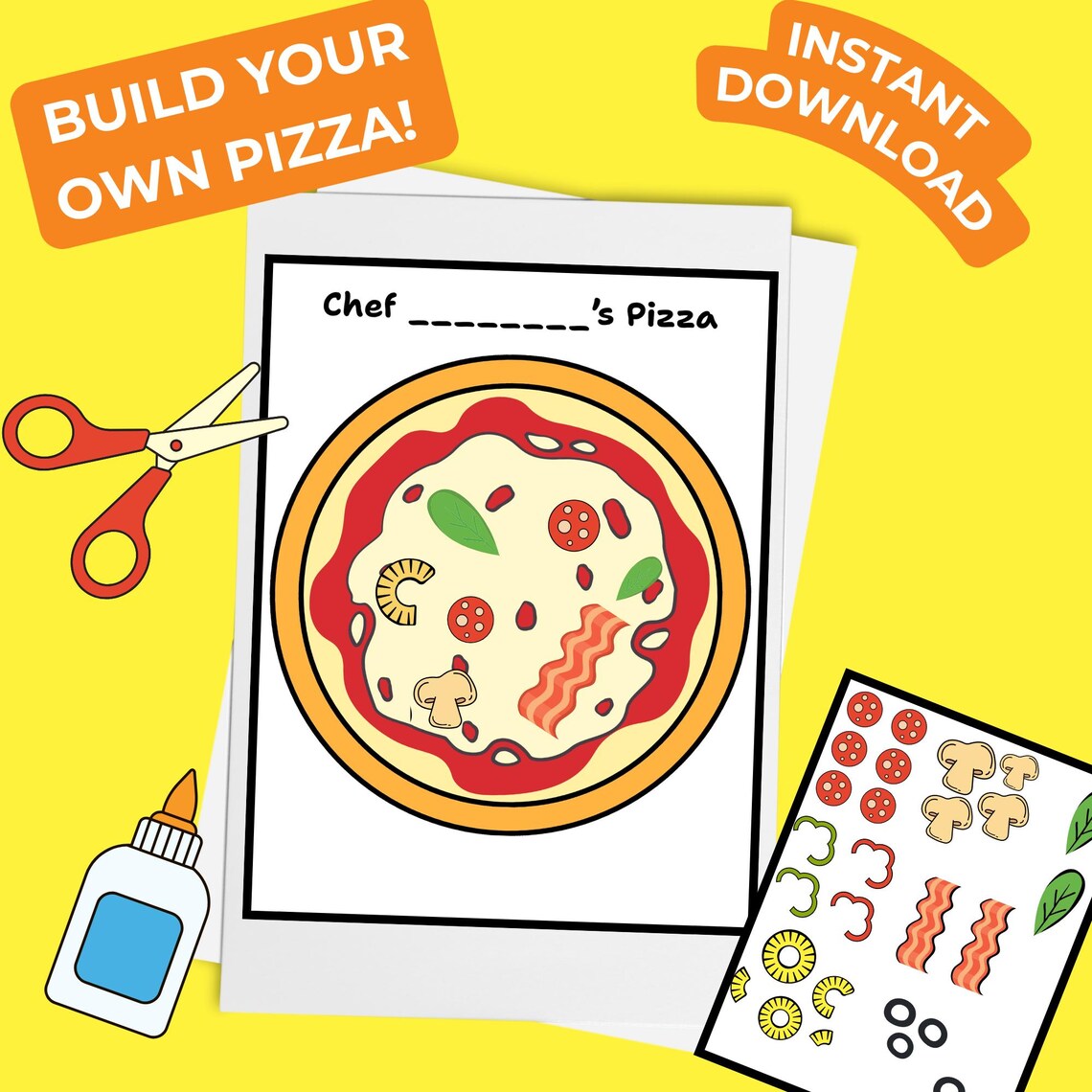 Build Your Own Pizza Craft Printable – Kids Summer Activity, Cut ...