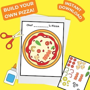 Pizza Craft Printable: Kids Cut & Paste Activity (PDF) - Etsy