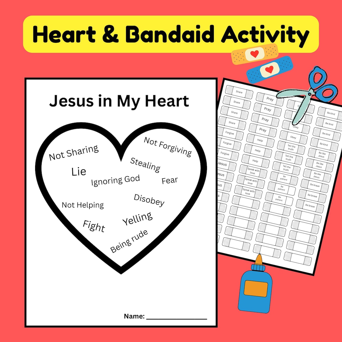 Jesus in My Heart Printable – Heart and Bandaid Activity for Kids ...