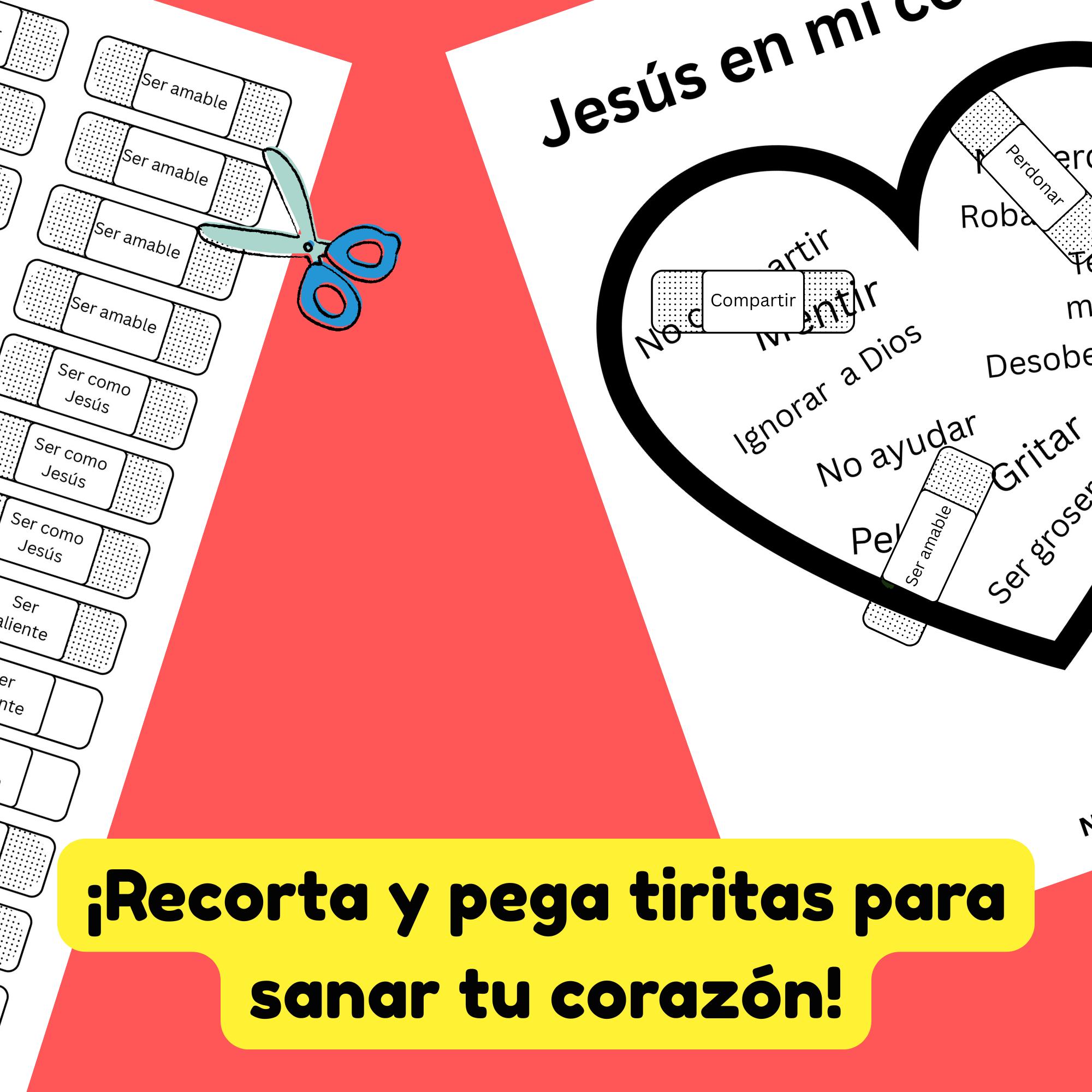 Actividad “jesús En Mi Corazón” – Corazón Y Curitas Para Recortar Y ...