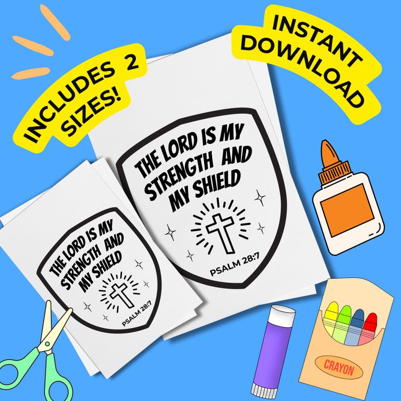 Bible Shield Craft for Kids (2 Sizes) | DIY Psalm 28:7 Activity | Armor ...