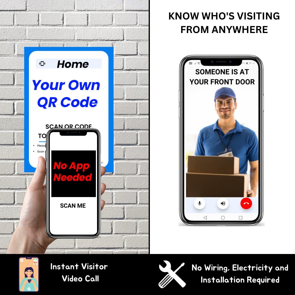 Download Custom Colour Door Sign Sticker QR Code Video Doorbell CCTV ...