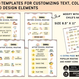 Before and After School Responsibility Chart Kids Editable Chart ...