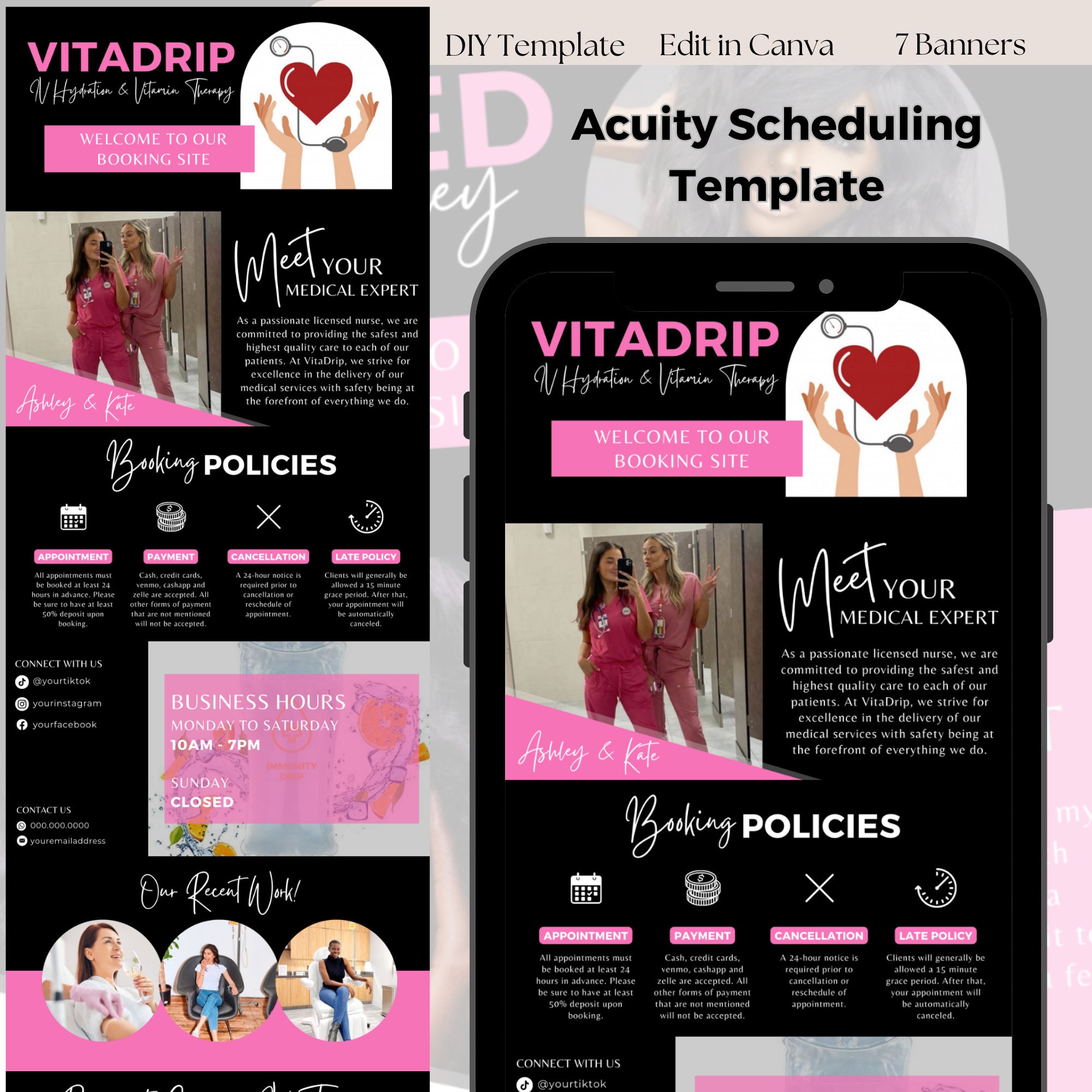 IV Therapy Acuity Scheduling Template, IV Hydration Booking Site, DIY ...