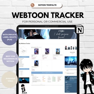Notion Book Template PLR, Manhwa Notion Template, Notion Dashboard for ...