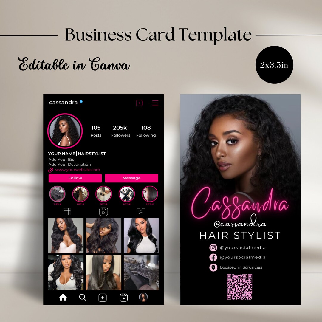 Instagram Business Card, IG Business Card, Canva Business Card Template ...