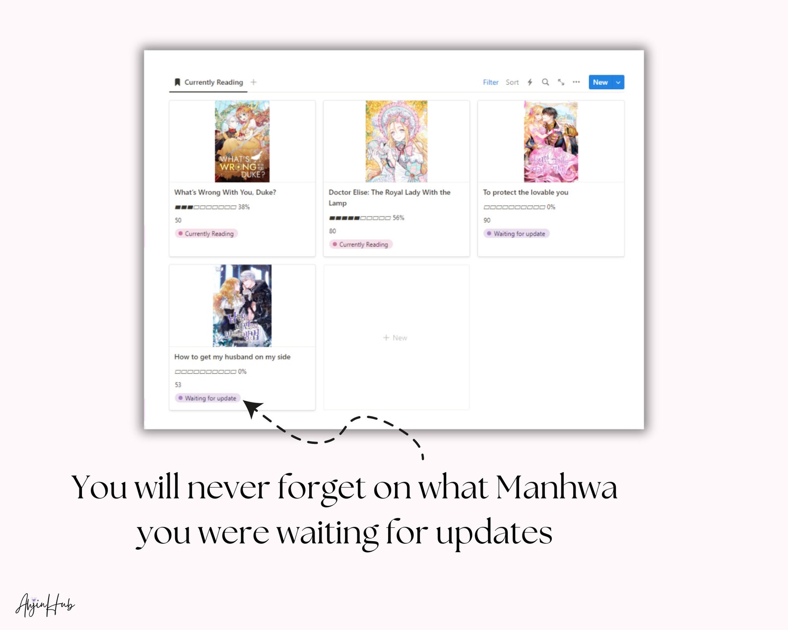 Manhwa Reading Notion Template, Notion Dashboard for Book Digital ...