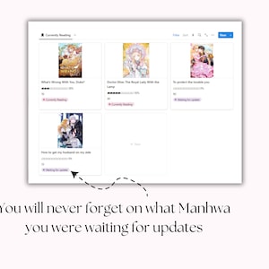 Manhwa Reading Notion Template, Notion Dashboard for Book Digital ...