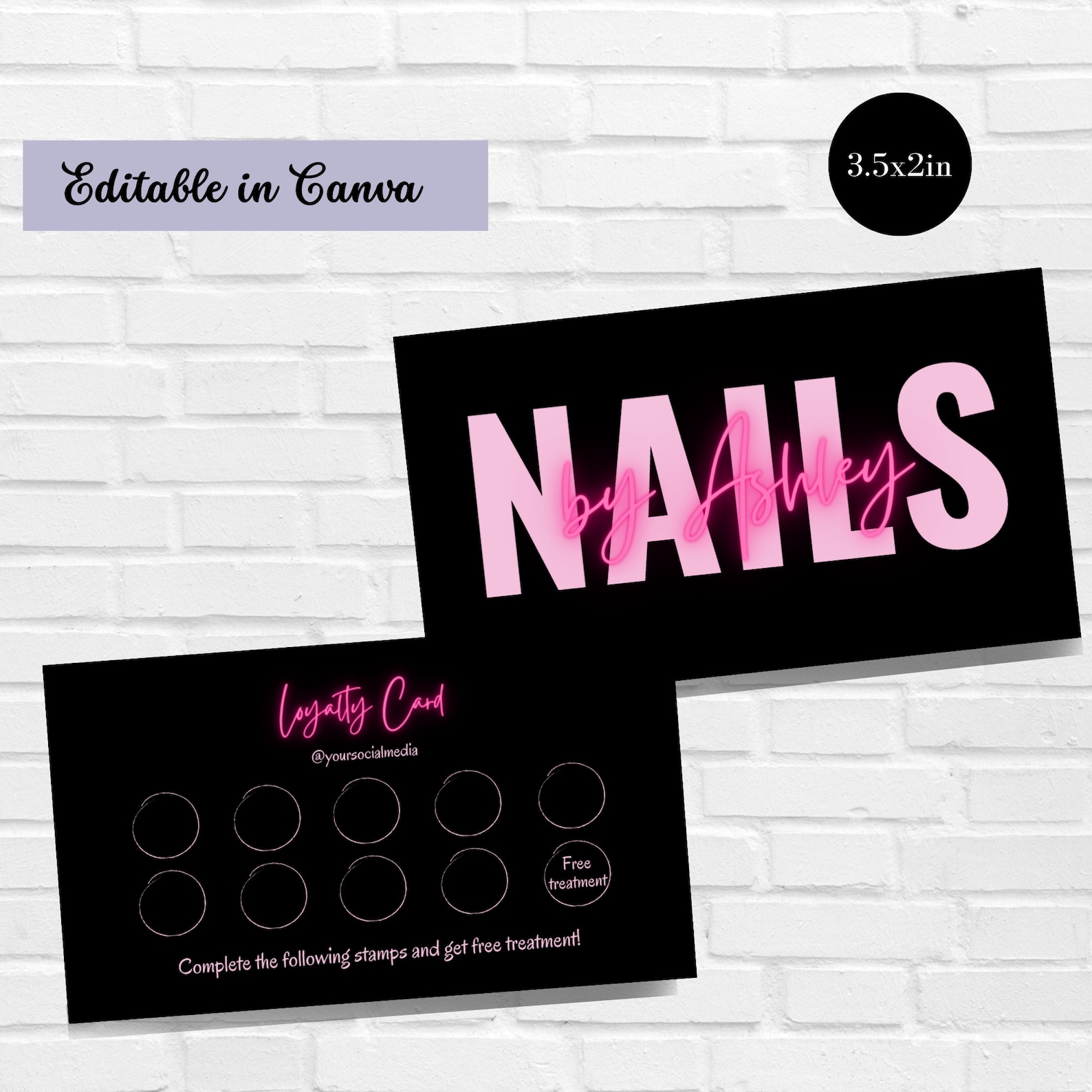 Loyalty Business Card Template, Nail Tech Customer Reward Card, DIY ...