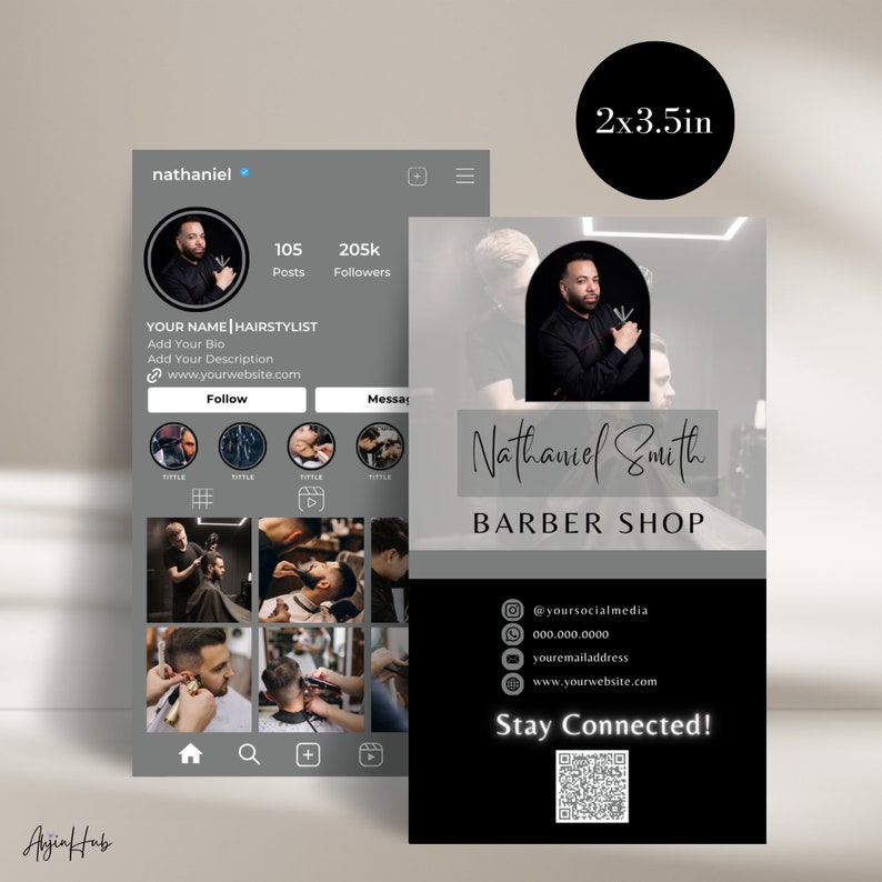 Business Card Template, Barber Business Card Design, Digital Business ...