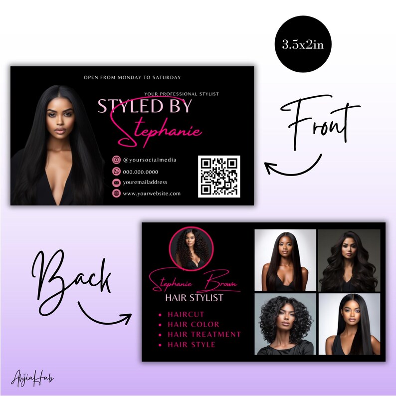 Hair Stylist Business Card Template, Hair Salon Card Template, DIY ...