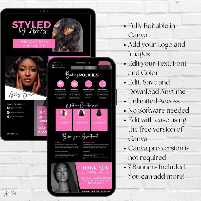 Hair Stylist Acuity Scheduling Template, Hairstylist Branding, Hair ...