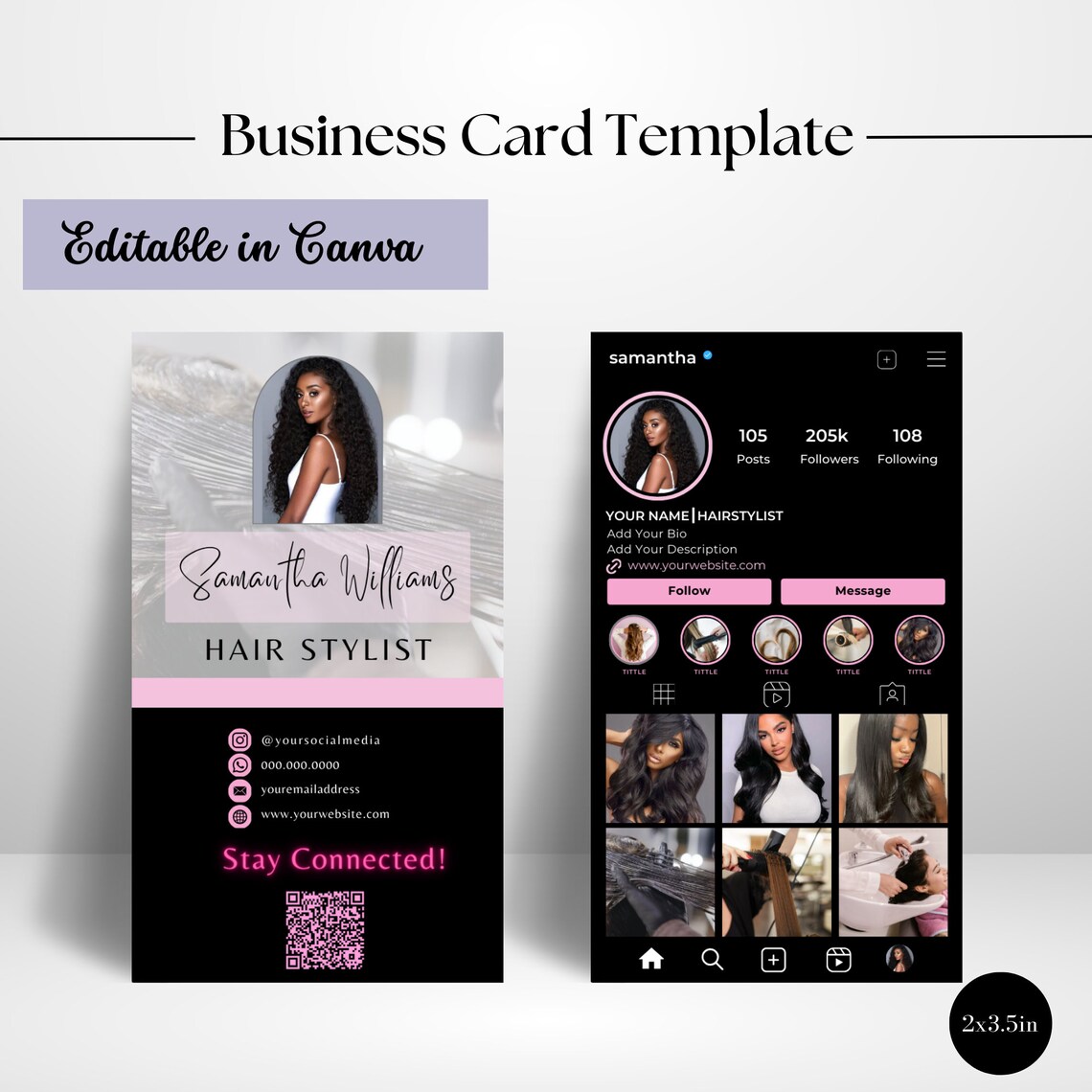 Business Card Template, Hair Business Card Design, Digital Business ...