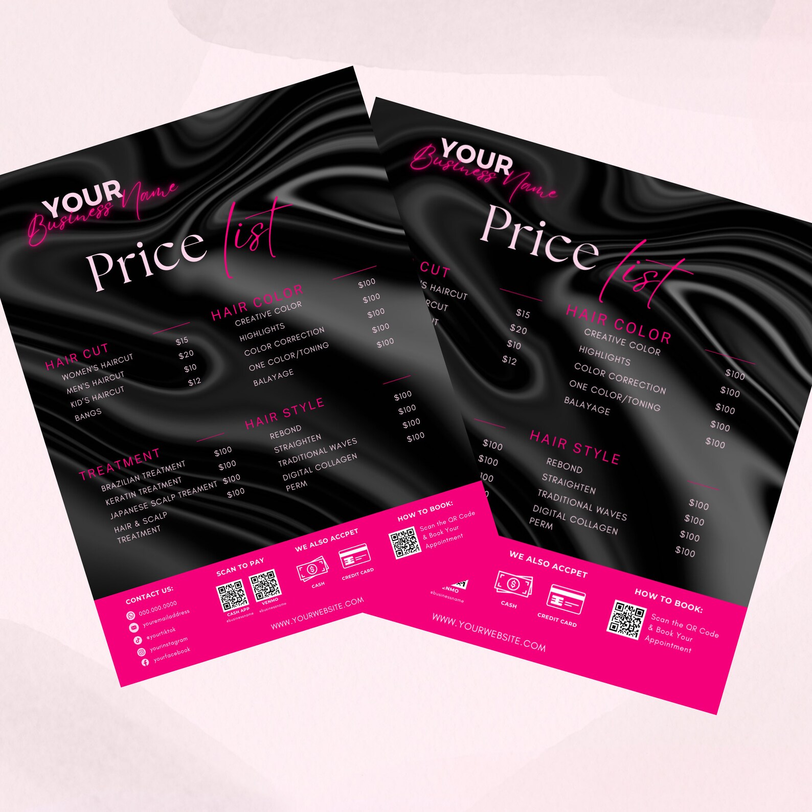 Hair Price List Template, DIY Hair Stylist Price List Flyer ...