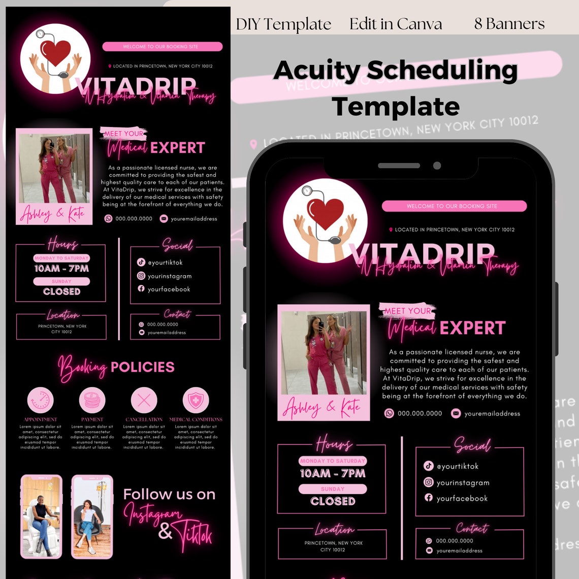 IV Therapy Acuity Scheduling Template, IV Hydration Booking Site, DIY ...