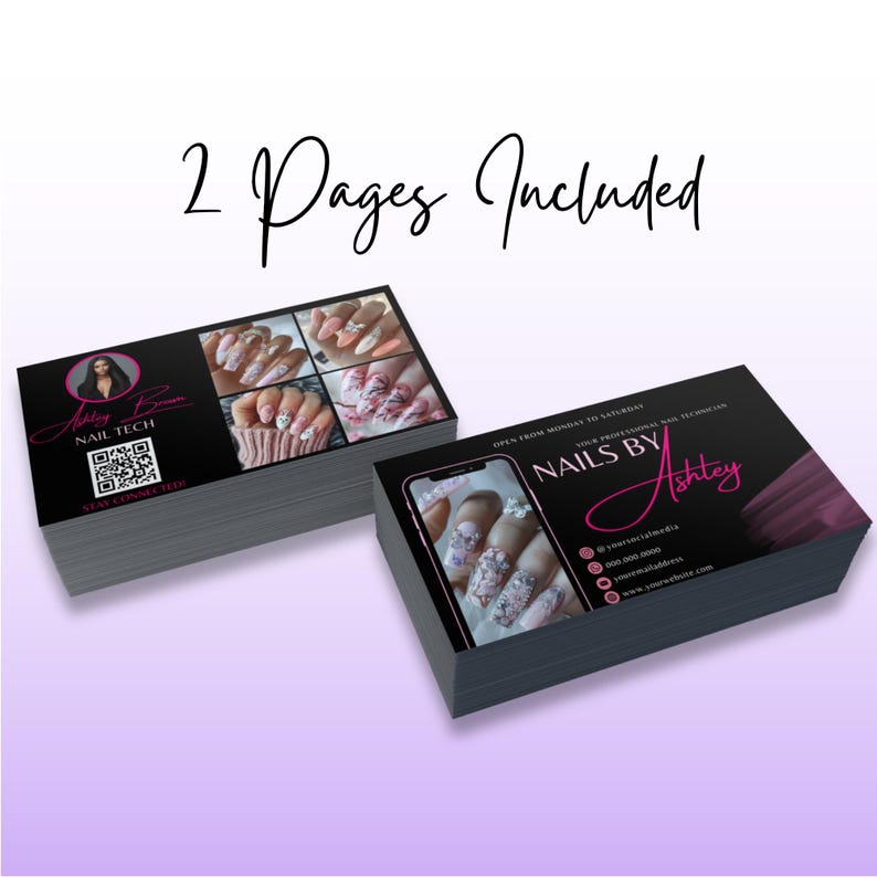 Nail Tech Business Card Template, Nail Technician Instagram Card, DIY ...
