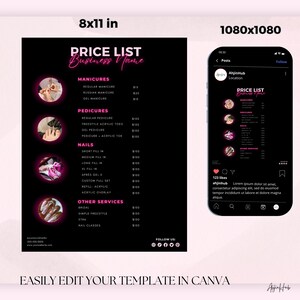 DIY Nail Price List Template, Nails Pricing Template, Editable Nail ...