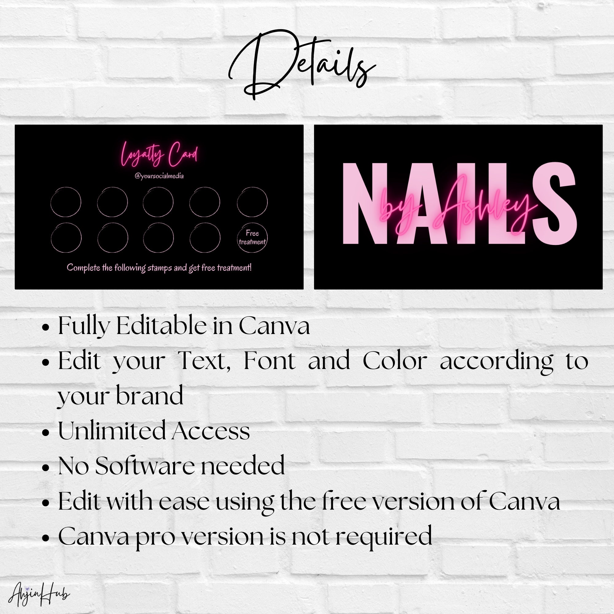 Loyalty Business Card Template, Nail Tech Customer Reward Card, DIY ...