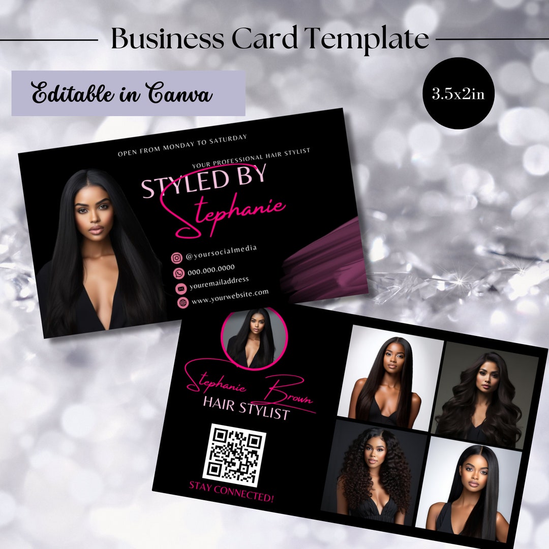 Hairstylist Business Card Template, Hair Salon Card Template, DIY ...